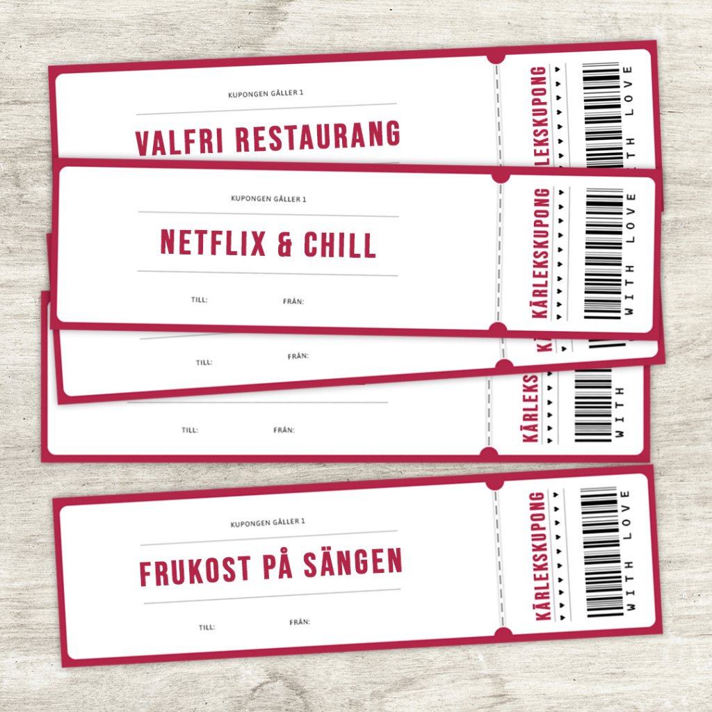 Kärlekspaket 2 - kärlekskuponger, kort, gelehjärtan, konfetti - 79 kr - Alla Hjärtans Dag ...