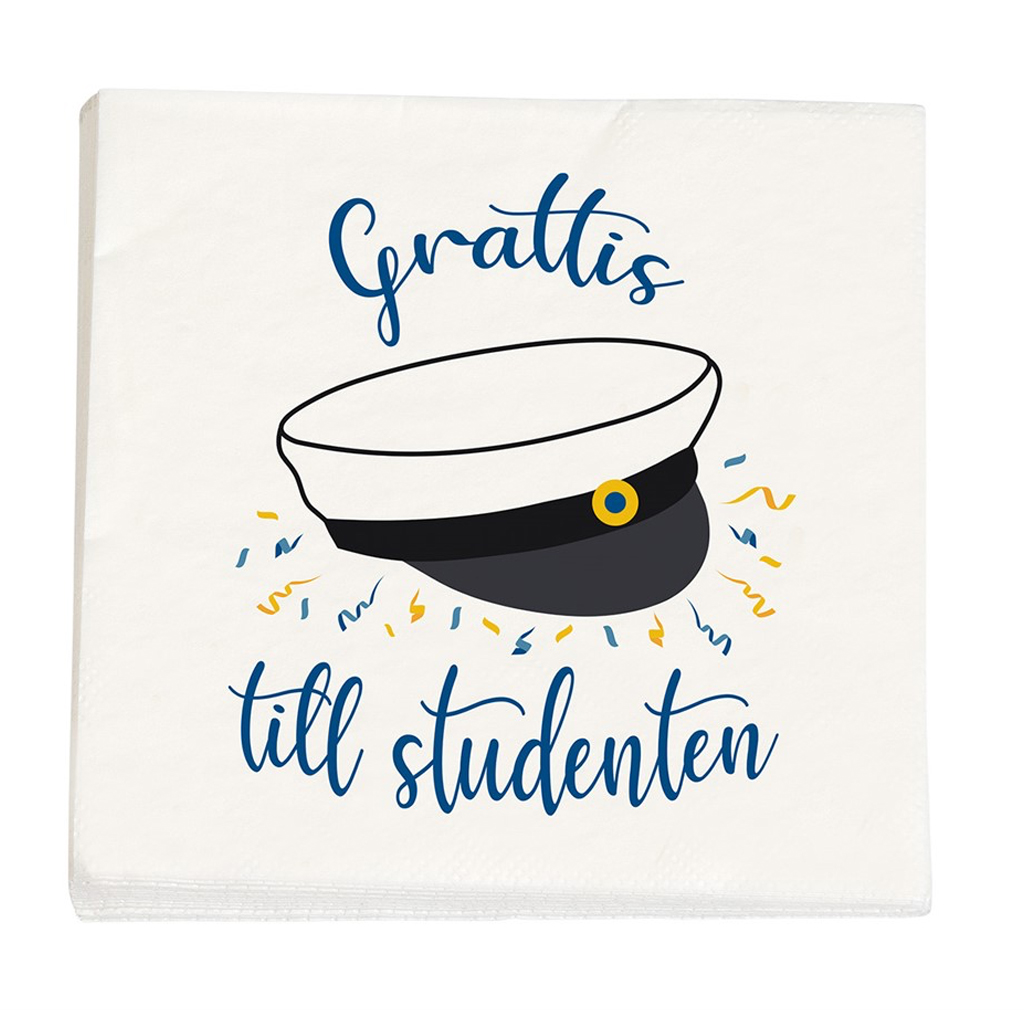 Servetter - Grattis till studenten - Blå/Vit - 16-pack - 49 kr ...