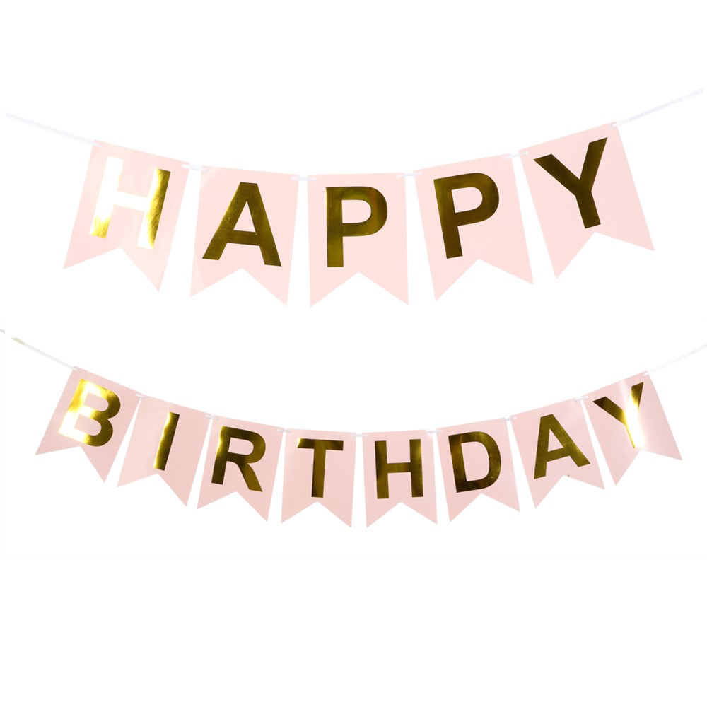 Vimpel - Happy Birthday - Rosa/Guld - 59 kr - Vimplar till kalas - My ...